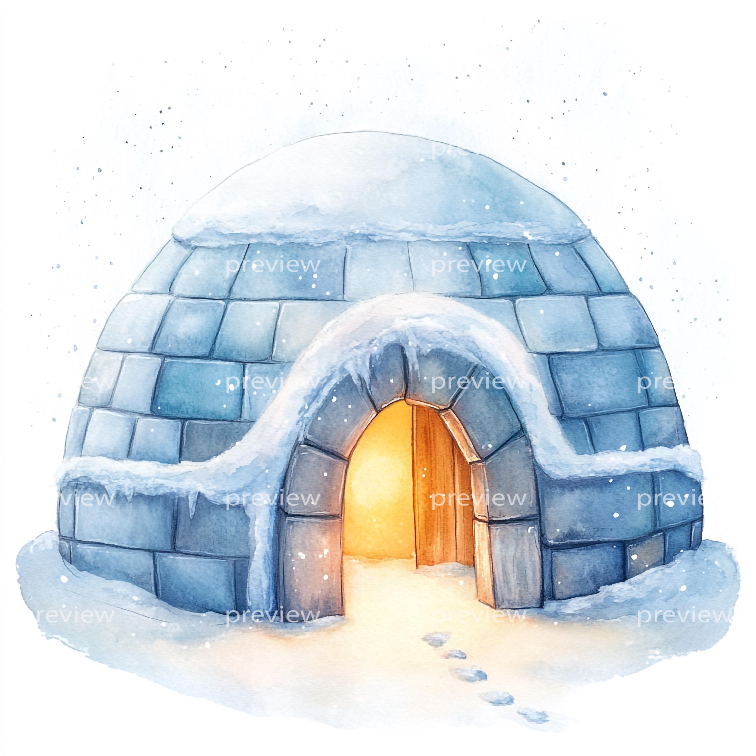 20 Watercolor Penguin Igloo Clipart | Winter Animal Art | Winter ...
