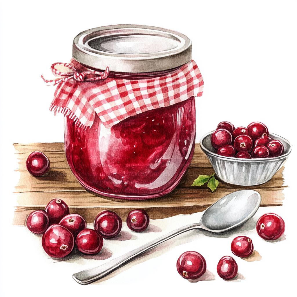Watercolor Cranberry Sauce Clipart 14 High Resolution Jpgs for Recipe ...
