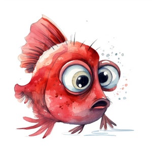 Funny Fish Clipart | Quirky Animal Designs, 13 High-res Jpgs for ...