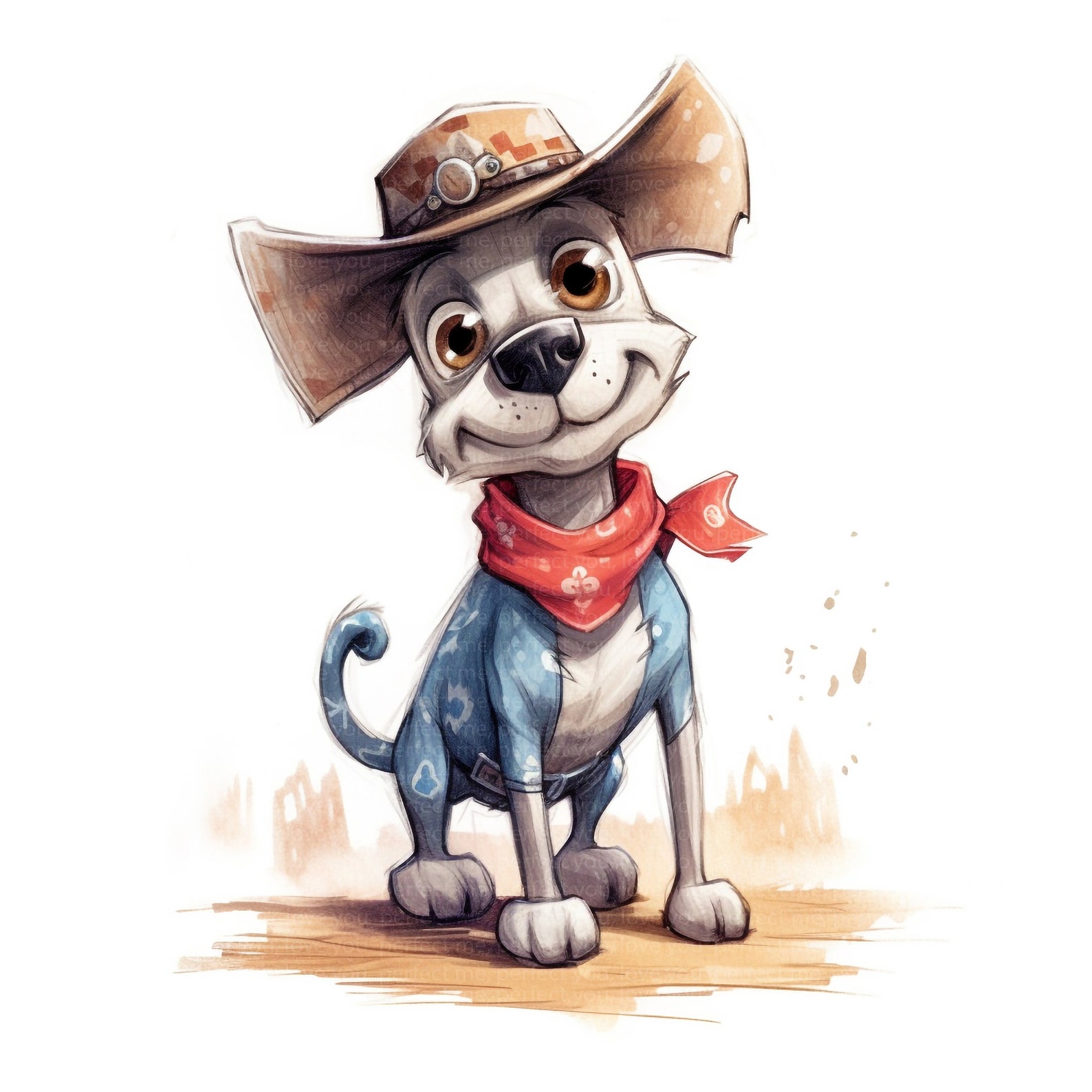 12 Cute and Funny Cowboy Dog Clipart, Silly Dog Clipart, High ...