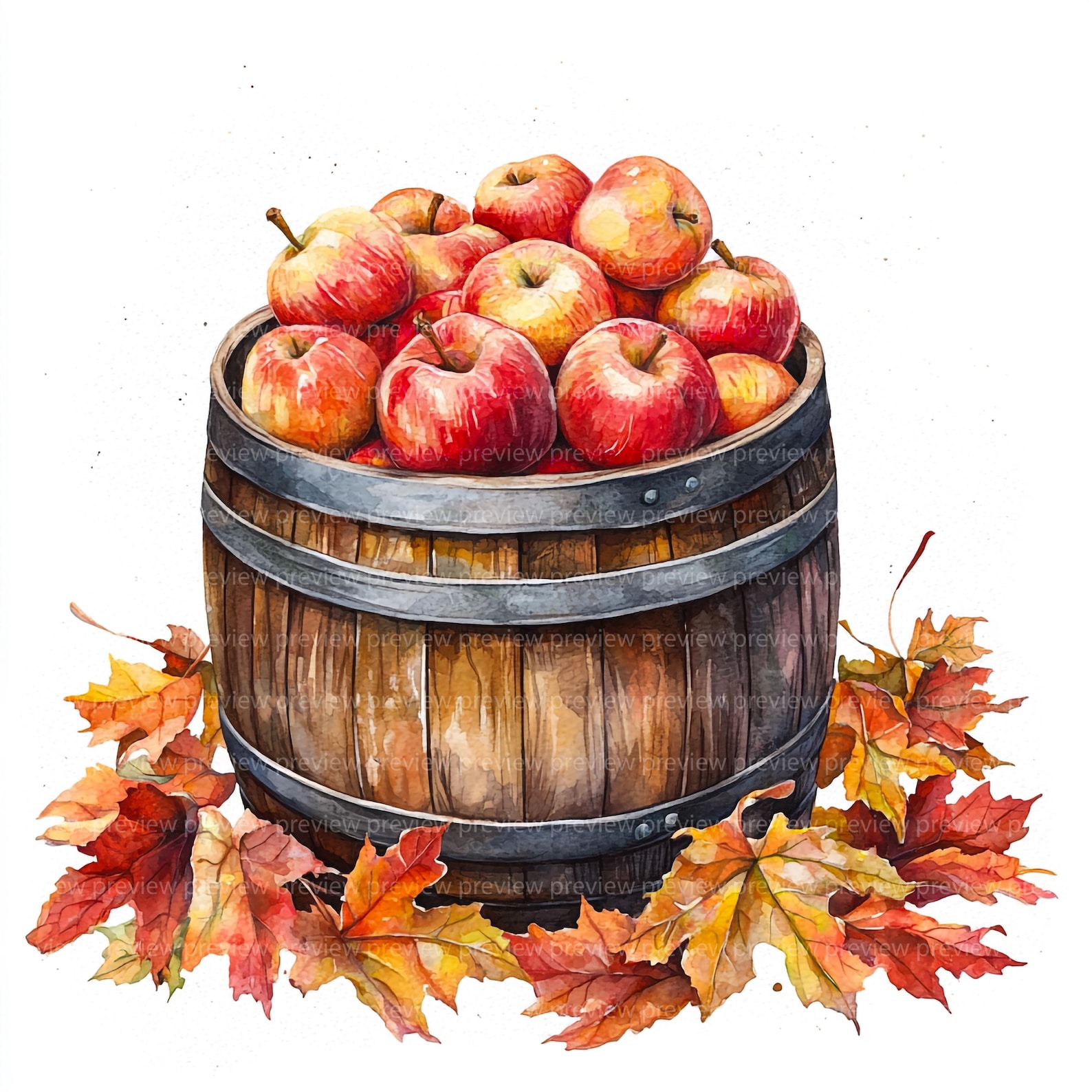 12 Autumn Apple Watercolor Clipart | Fall Fruit Botanical Art ...