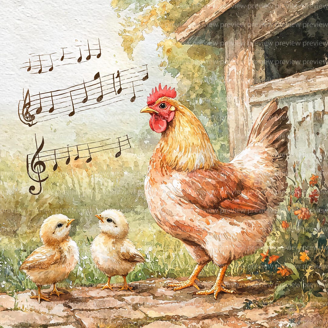 12 Hen and Chick Clipart | Mother's Day Watercolor Art | Farm Animal ...