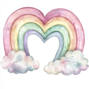 Heart Rainbow Clipart: Pastel Nursery Decor (jpgs, Digital Download ...