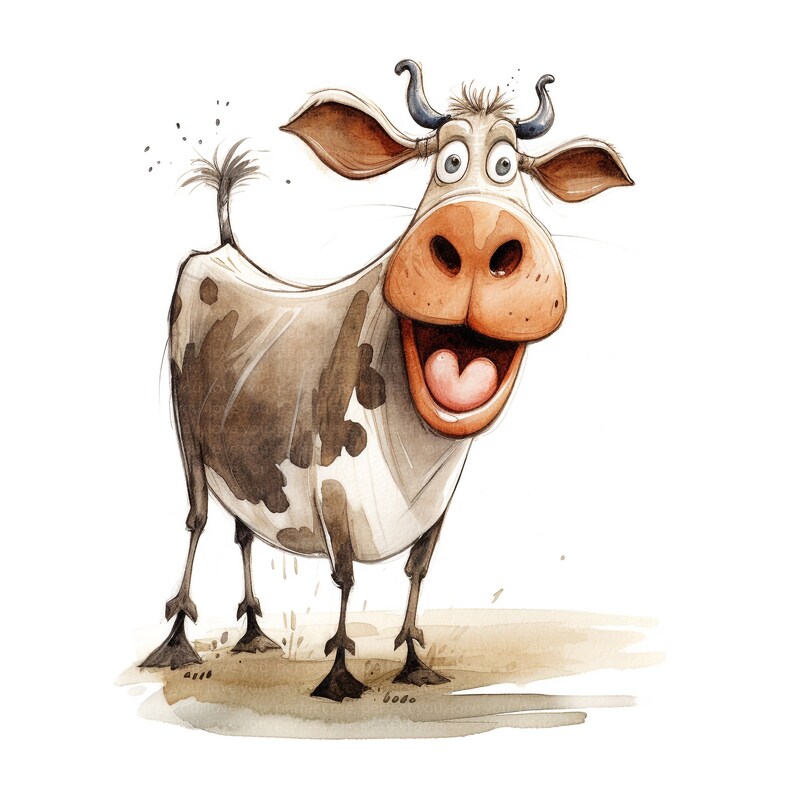 12 Cute and Funny Cow Clipart, Quirky Cow, Animal Clipart, Funny Animal ...