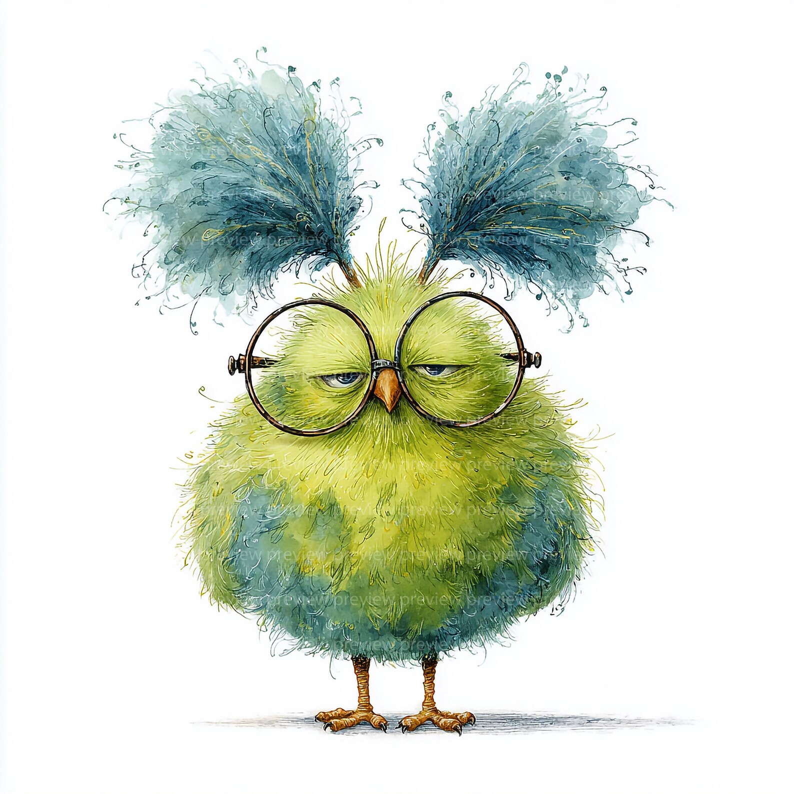 12 Grumpy Bird Clipart | Sleepy Animal Watercolor Art | Bird ...