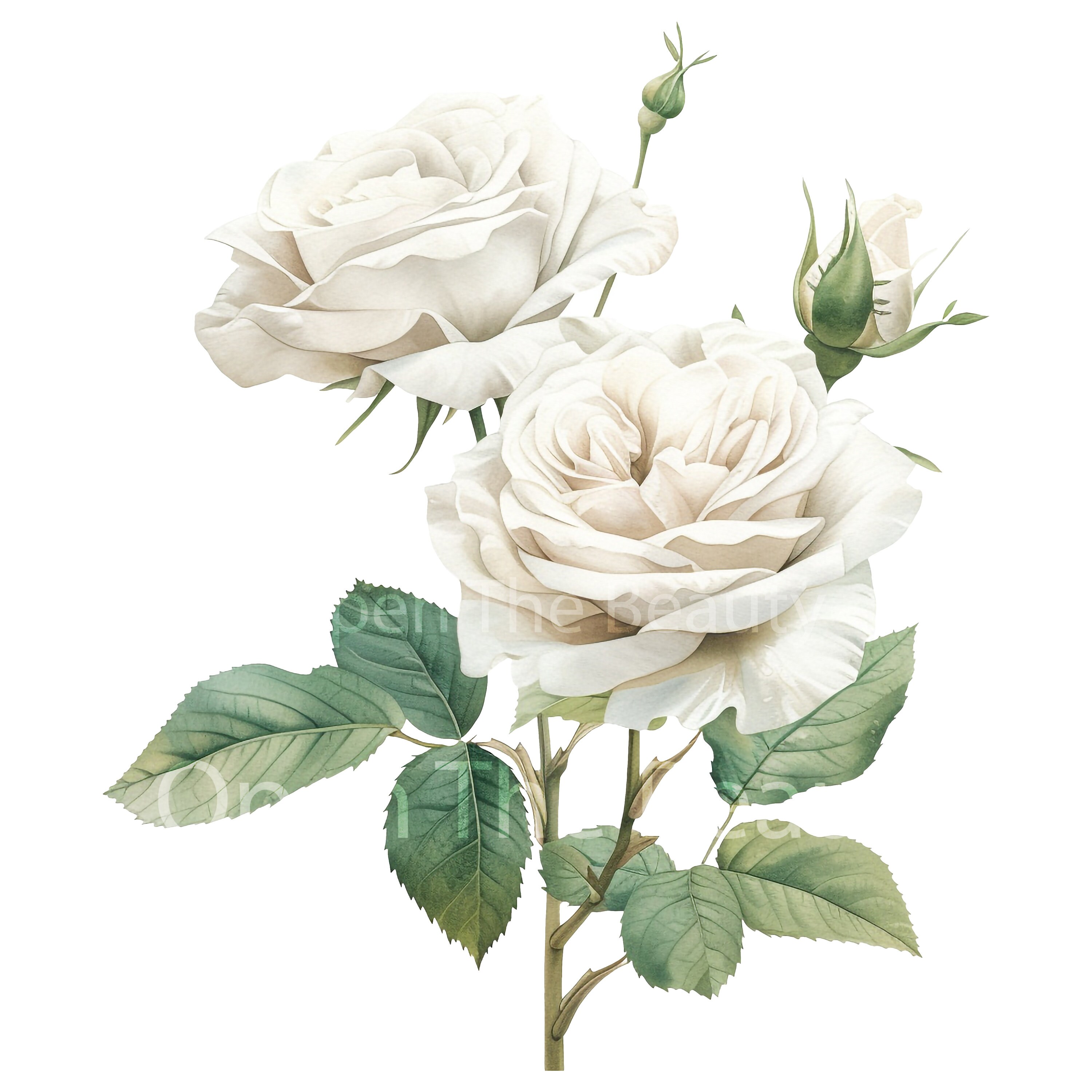 White Roses Watercolor Clipart White Roses Clipart Flowers Clipart ...