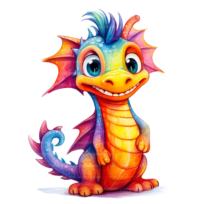 12 Majestic Dragon Clipart | Mythical Creature Watercolor Art | Fantasy ...