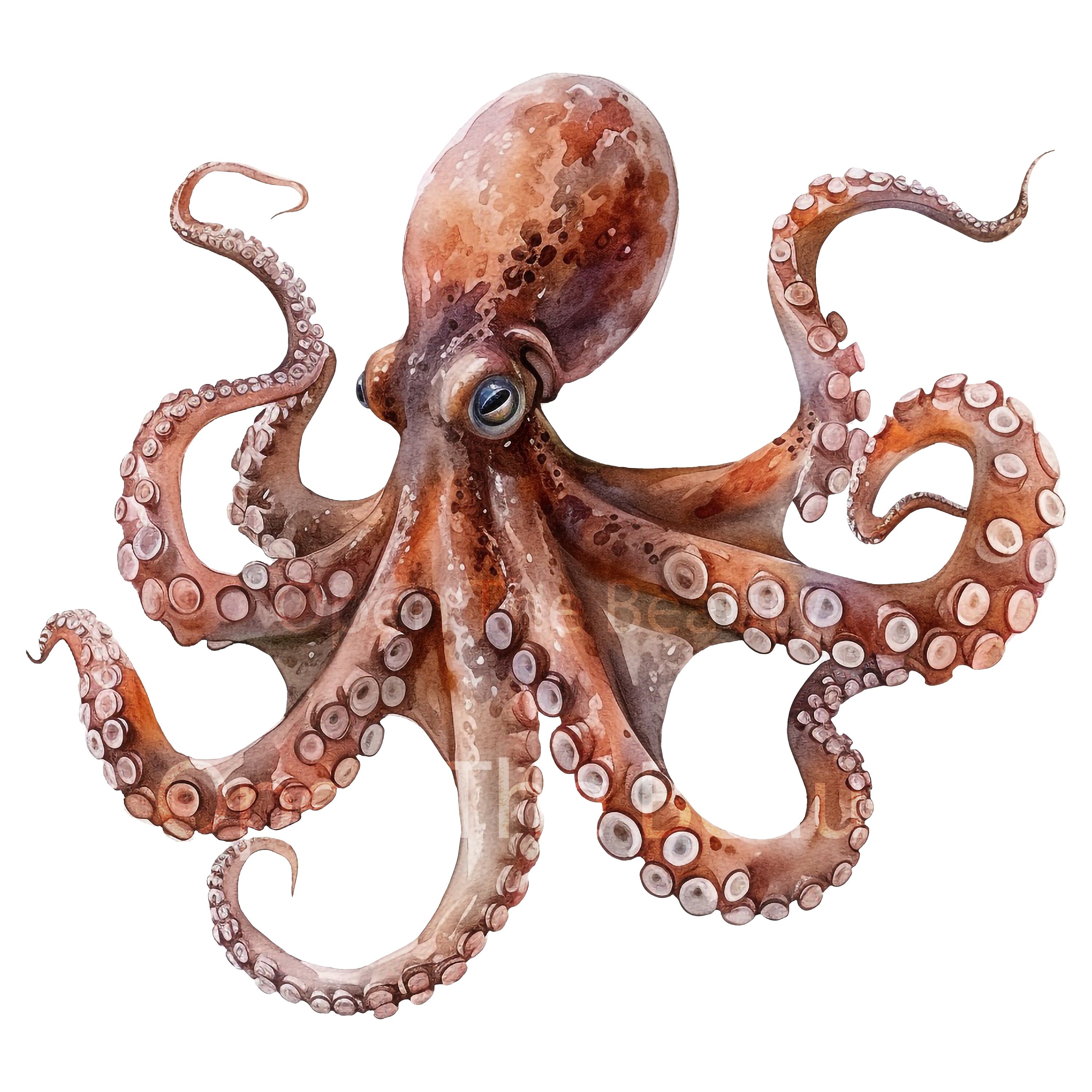 12 Watercolor Octopus Clipart | Ocean Animal Art (jpgs, Commercial Use ...
