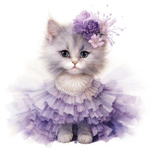 Cute Kitten Clipart in Tutu Dress | 12 High-res Jpgs for Digital ...