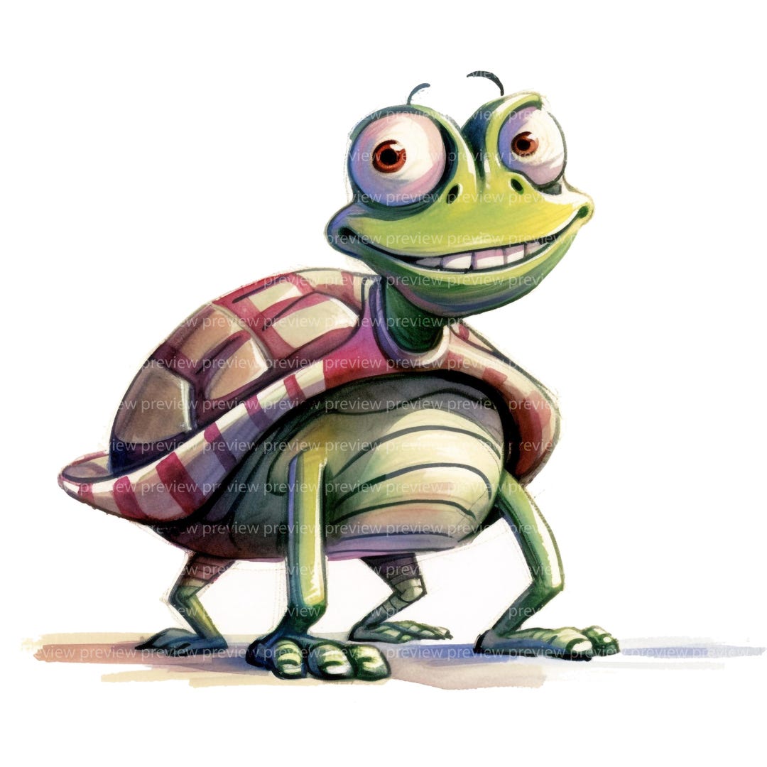 12 Comical Turtle Clipart | Playful Sea Creature Watercolor Art ...