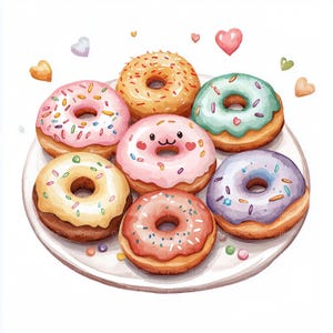 12 Kawaii Street Food Clipart, Kawaii Dessert, Cute Dessert Watercolor ...