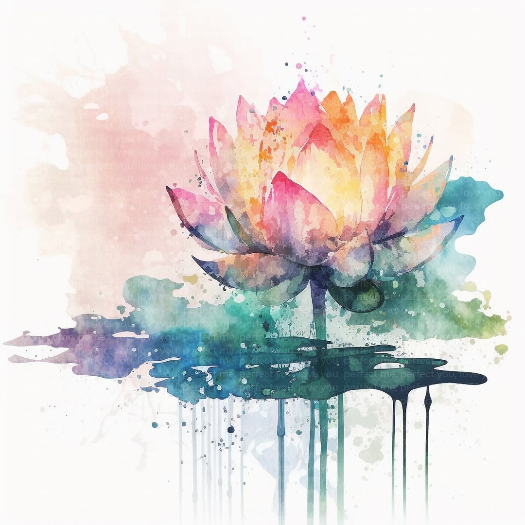 Watercolor Lotus Flower Clipart Bundle: Floral Art (jpgs, Digital ...