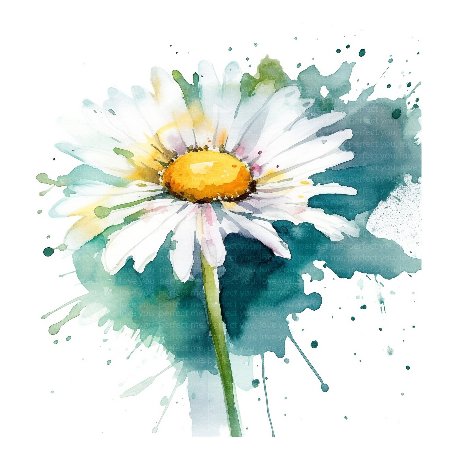Watercolor Daisy Flower Clipart | 12 High-res Jpgs for Digital Planner ...