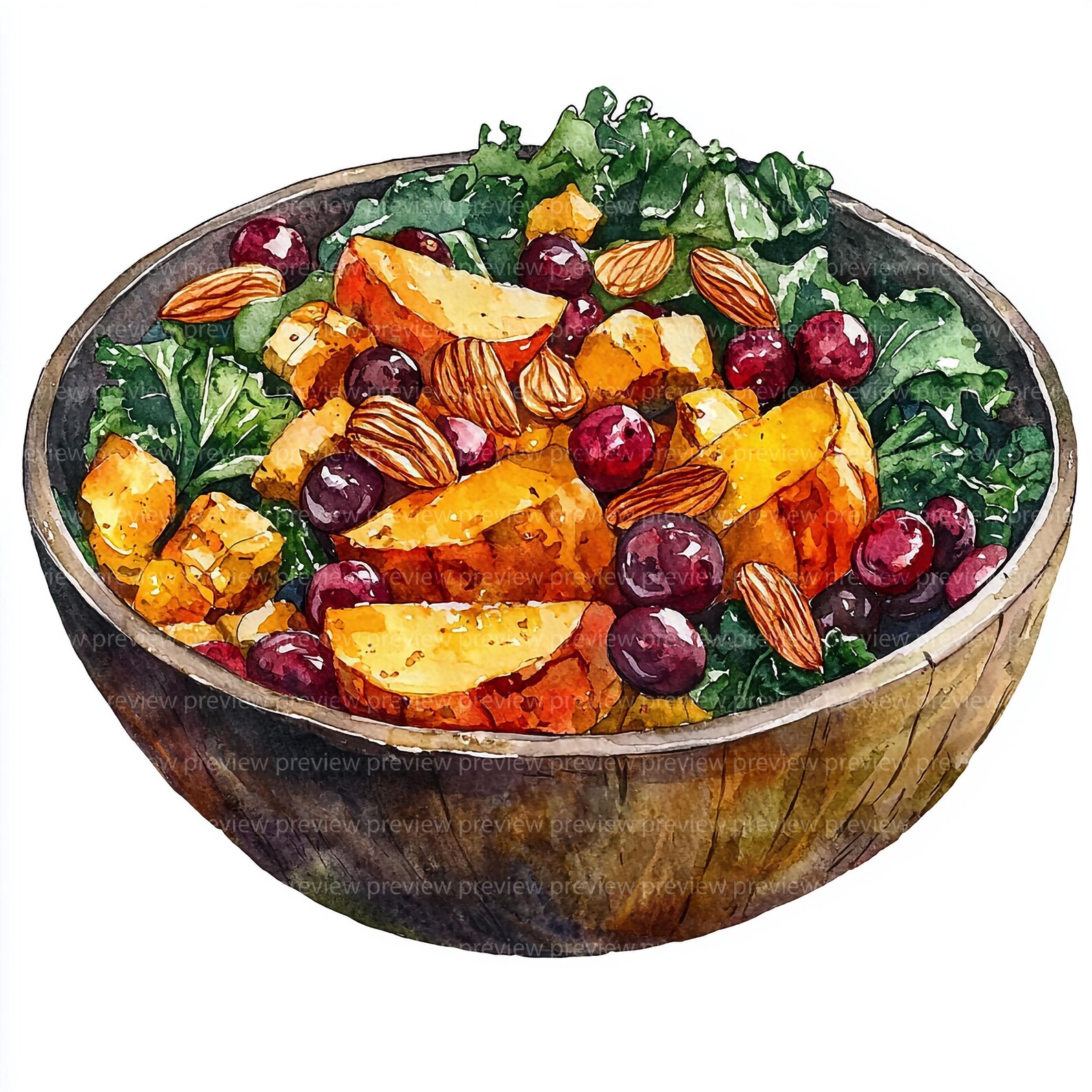 12 Salad Food Clipart, Healthy Salad Clipart, Diet Food, Watercolor ...