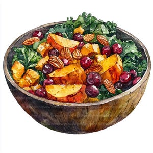 12 Salad Food Clipart, Healthy Salad Clipart, Diet Food, Watercolor ...