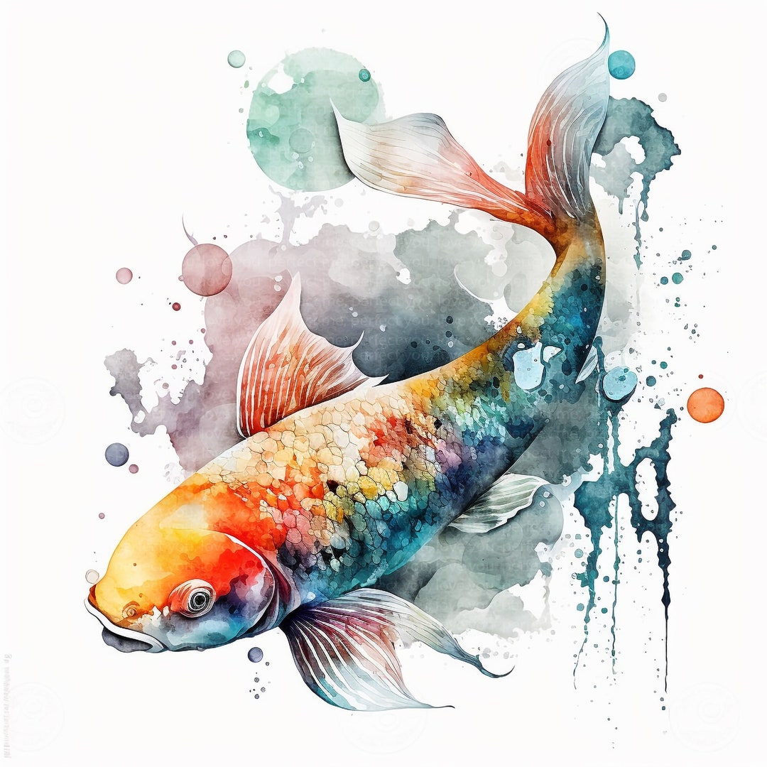 12 Watercolor Koi Fish Clipart, Printable Koi Fish, Animal Clipart ...