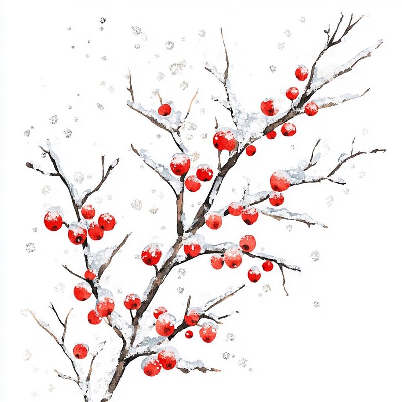 Watercolor Frozen Berries Clipart | 14 High Resolution Jpgs for Winter ...