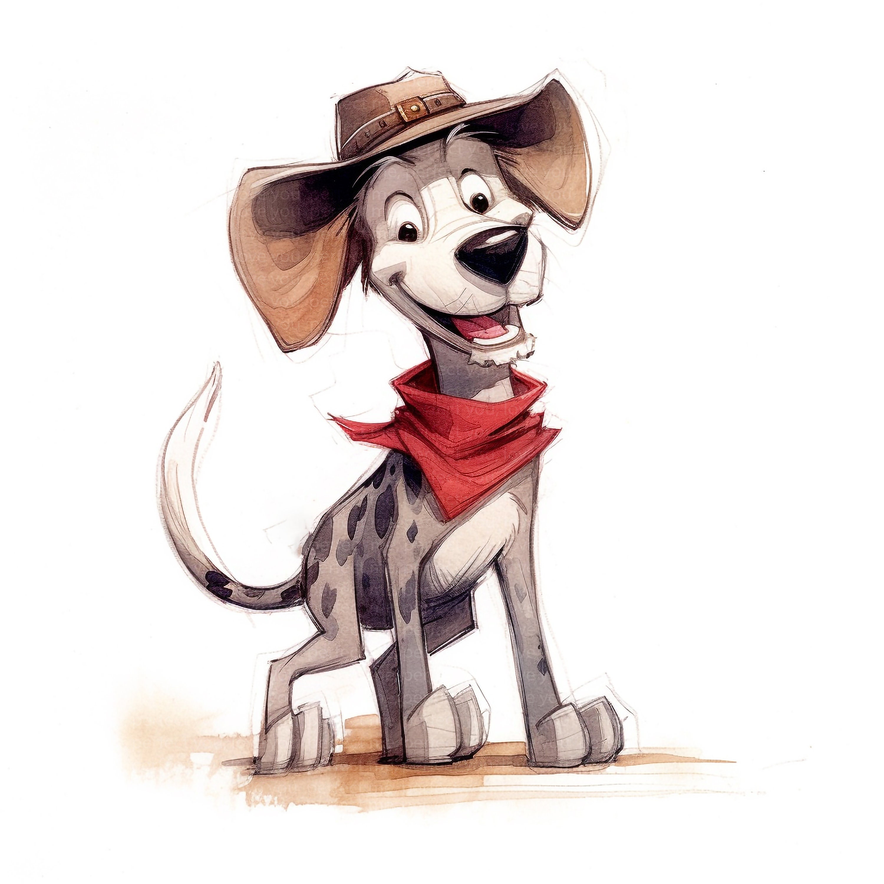 12 Cute and Funny Cowboy Dog Clipart, Silly Dog Clipart, High ...