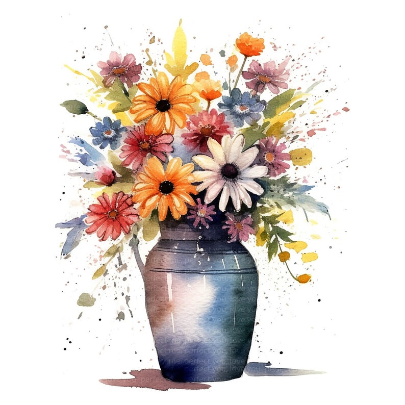12 Flowers in Vase Clipart, Flowers Bouquet, Flowers Clipart, High ...