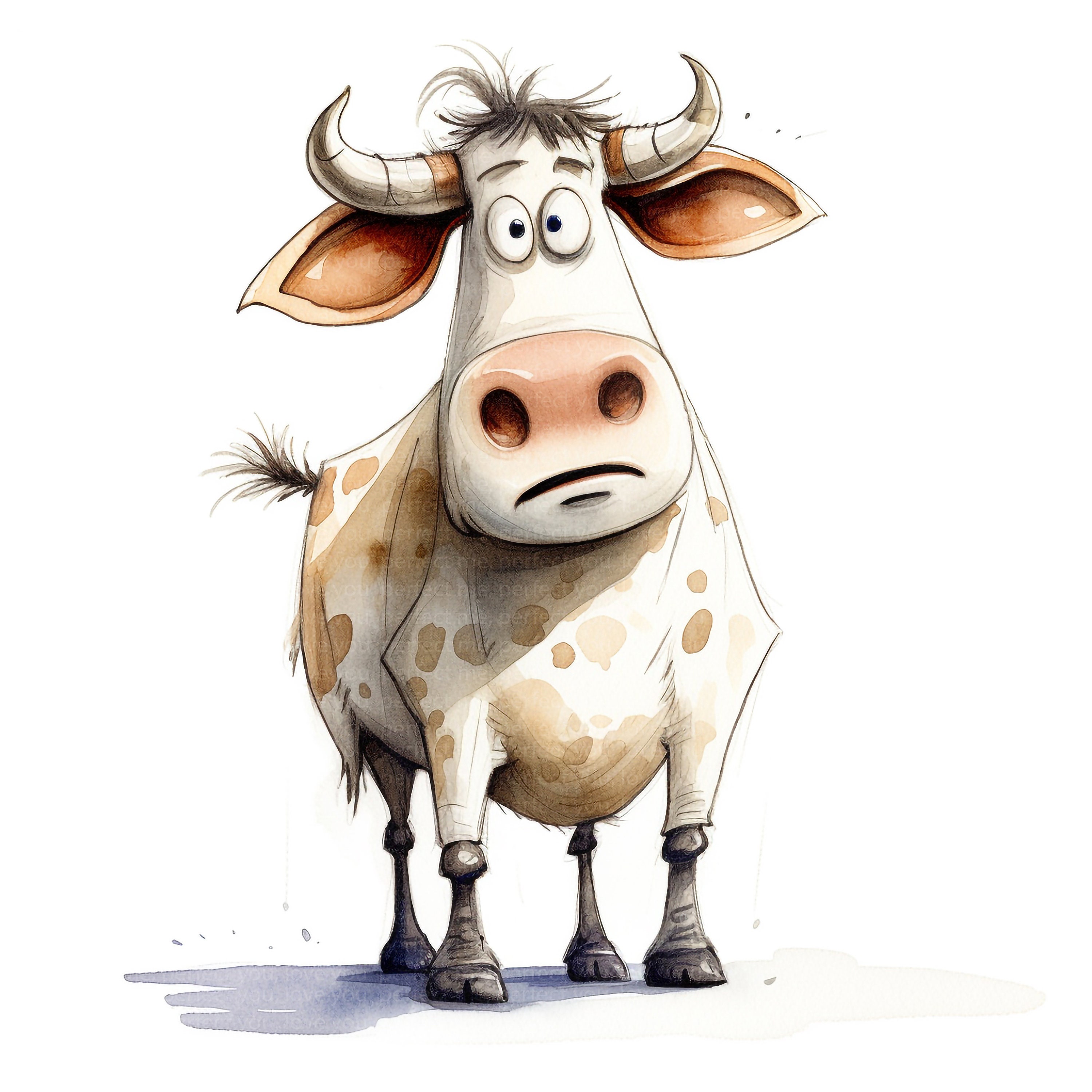 12 Cute and Funny Cow Clipart, Quirky Cow, Animal Clipart, Funny Animal ...