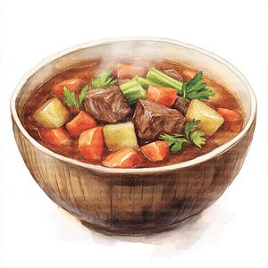 Watercolor Beef Stew Clipart | 16 High Resolution Jpgs for Recipe Cards ...