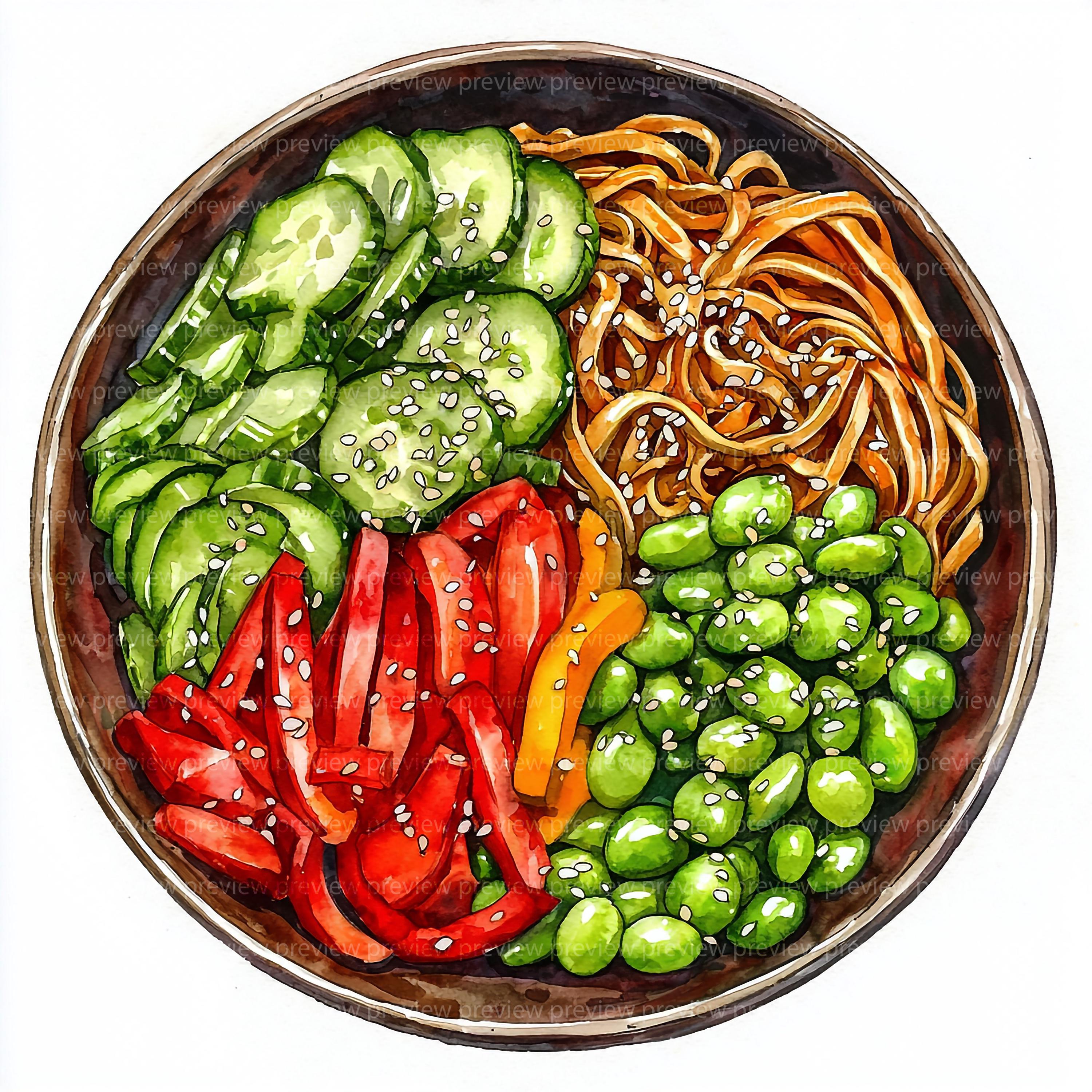 Watercolor Salad Clipart: Healthy Food Illustrations (12 Jpgs, Digital ...