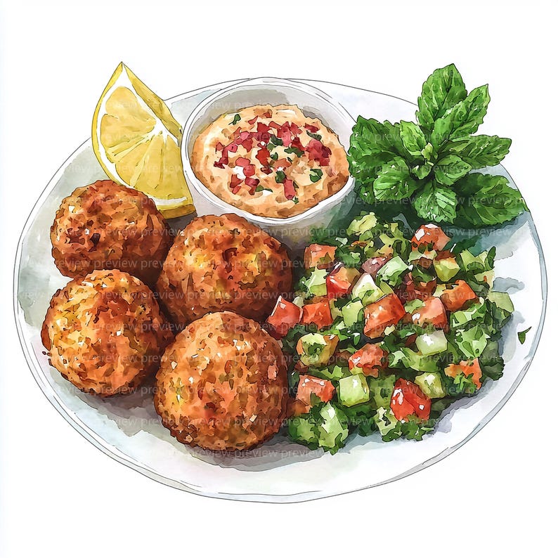 12 Middle East Food Clipart, Arabian Food, Arabian Cuisine, Watercolor ...