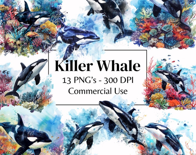 Vintage Orca Watercolor Clipart Bundle - Instant Download for Crafts ...