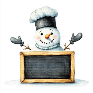 Snowman as Chef With Chalkboard | 16 High Resolution Jpgs for Winter ...
