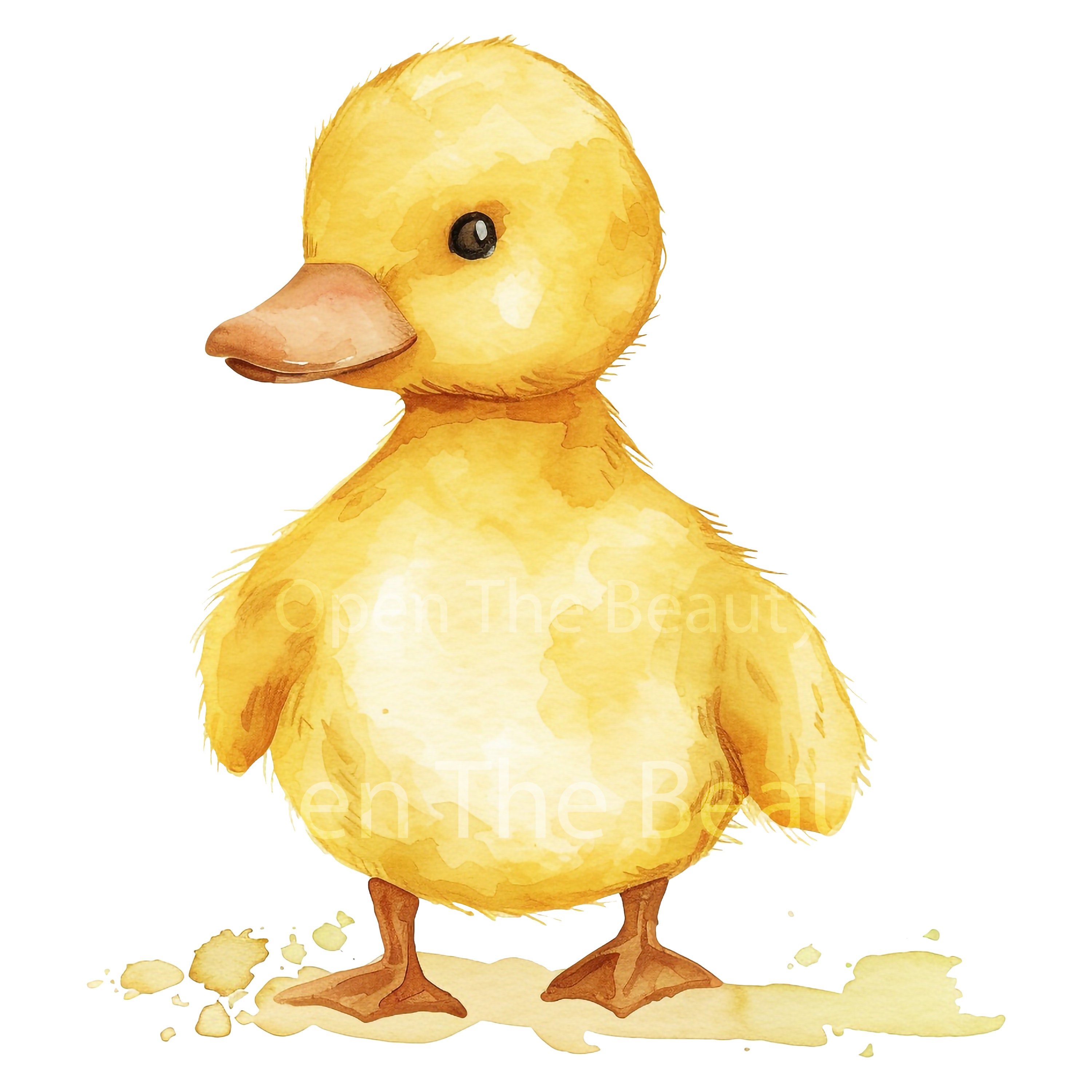 12 Yellow Duckling Clipart | Baby Duck Watercolor Farm Animals ...