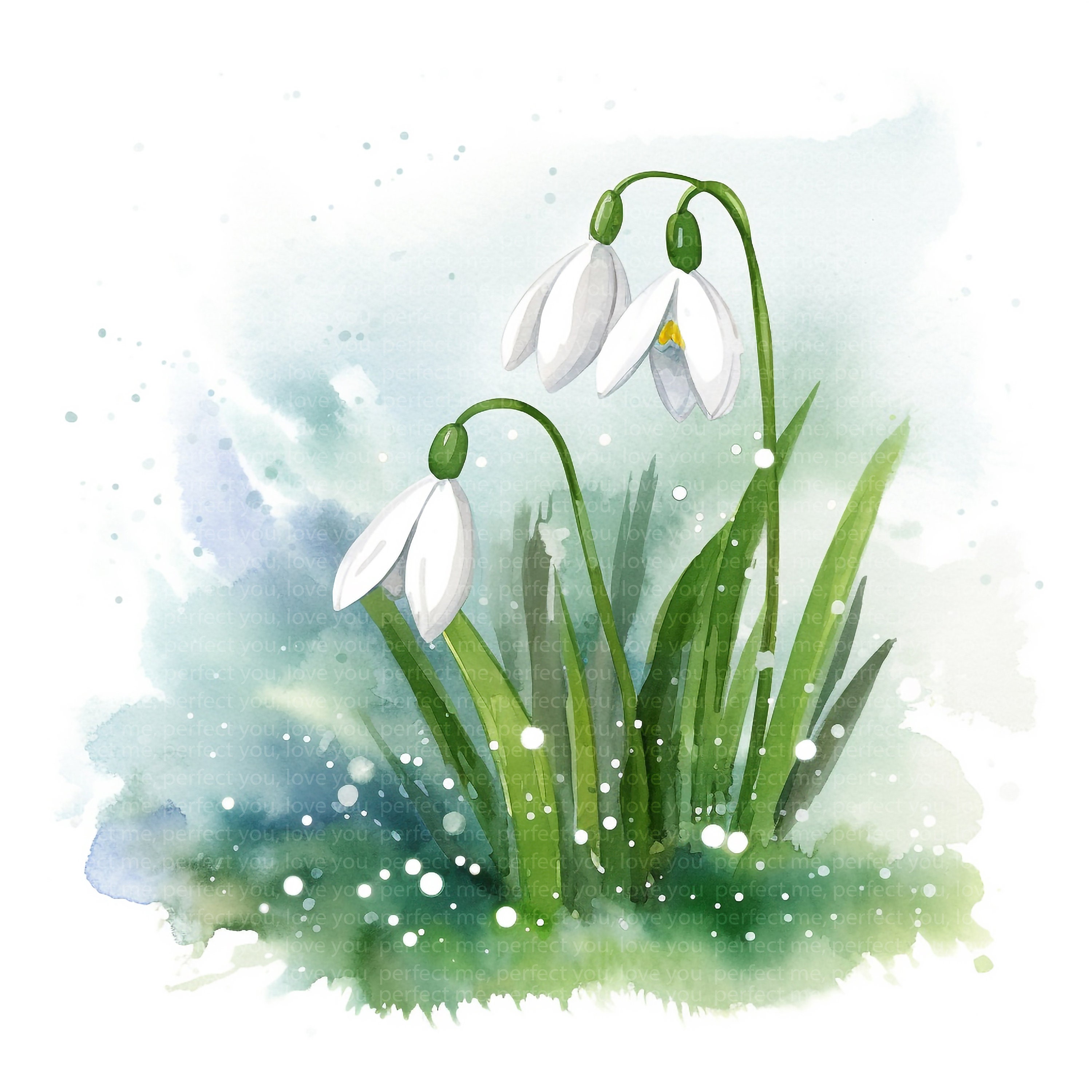 12 Snowdrop Flowers Clipart, Watercolor Snowdrops Bouquet, High ...