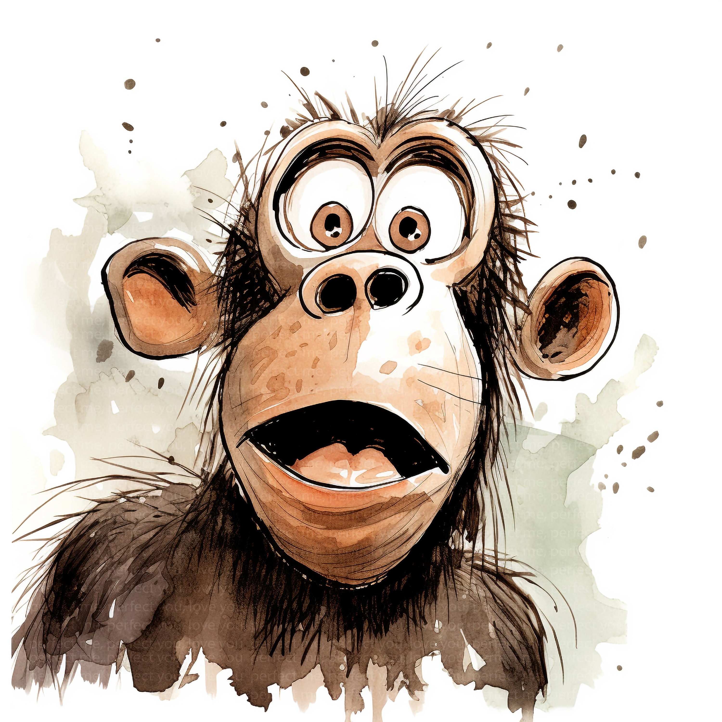 Funny Monkey Clipart: Quirky Animal for Scrapbooking (12 Jpgs, Digital Download, Commercial Use ...