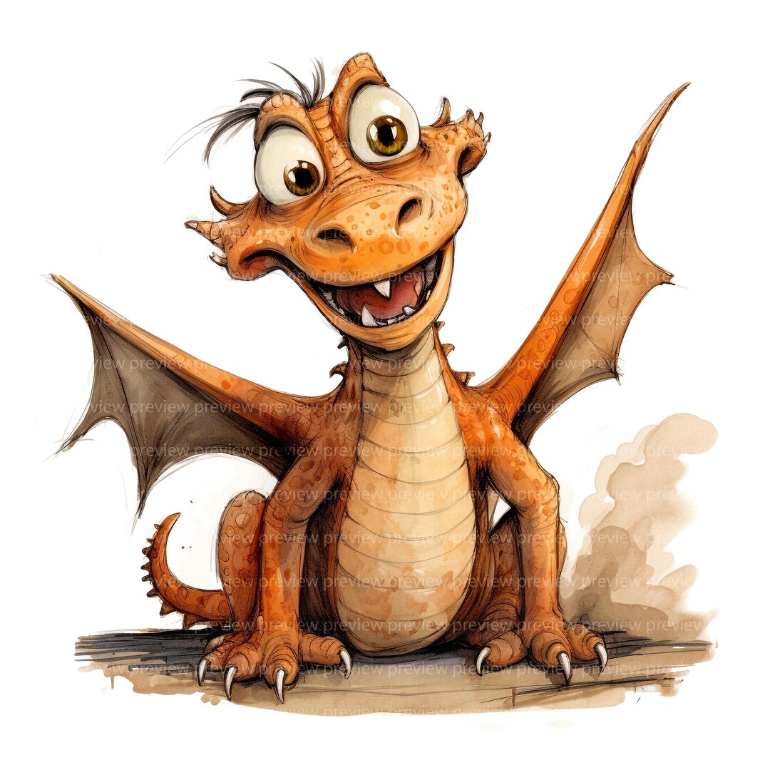 12 Majestic Dragon Clipart | Mythical Creature Watercolor Art | Fantasy ...