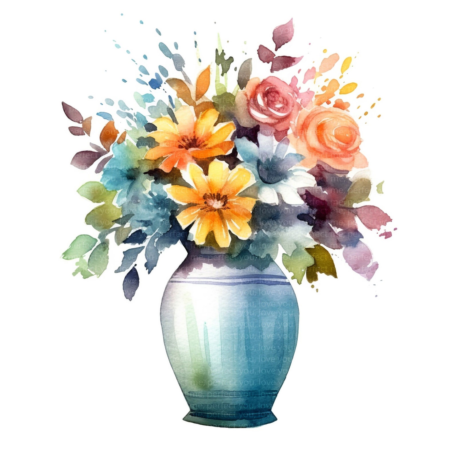 12 Flowers in Vase Clipart, Flowers Bouquet, Flowers Clipart, High ...