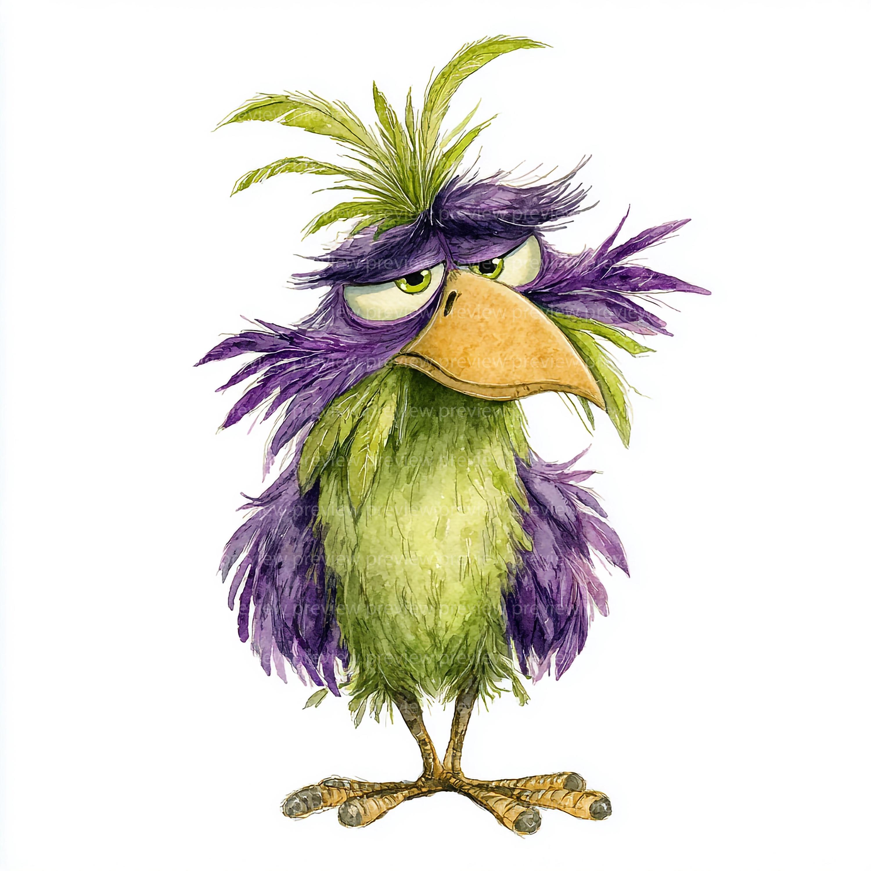 12 Quirky Sleepy Bird Clipart Bundle | Whimsical Cute Avian | Funny ...