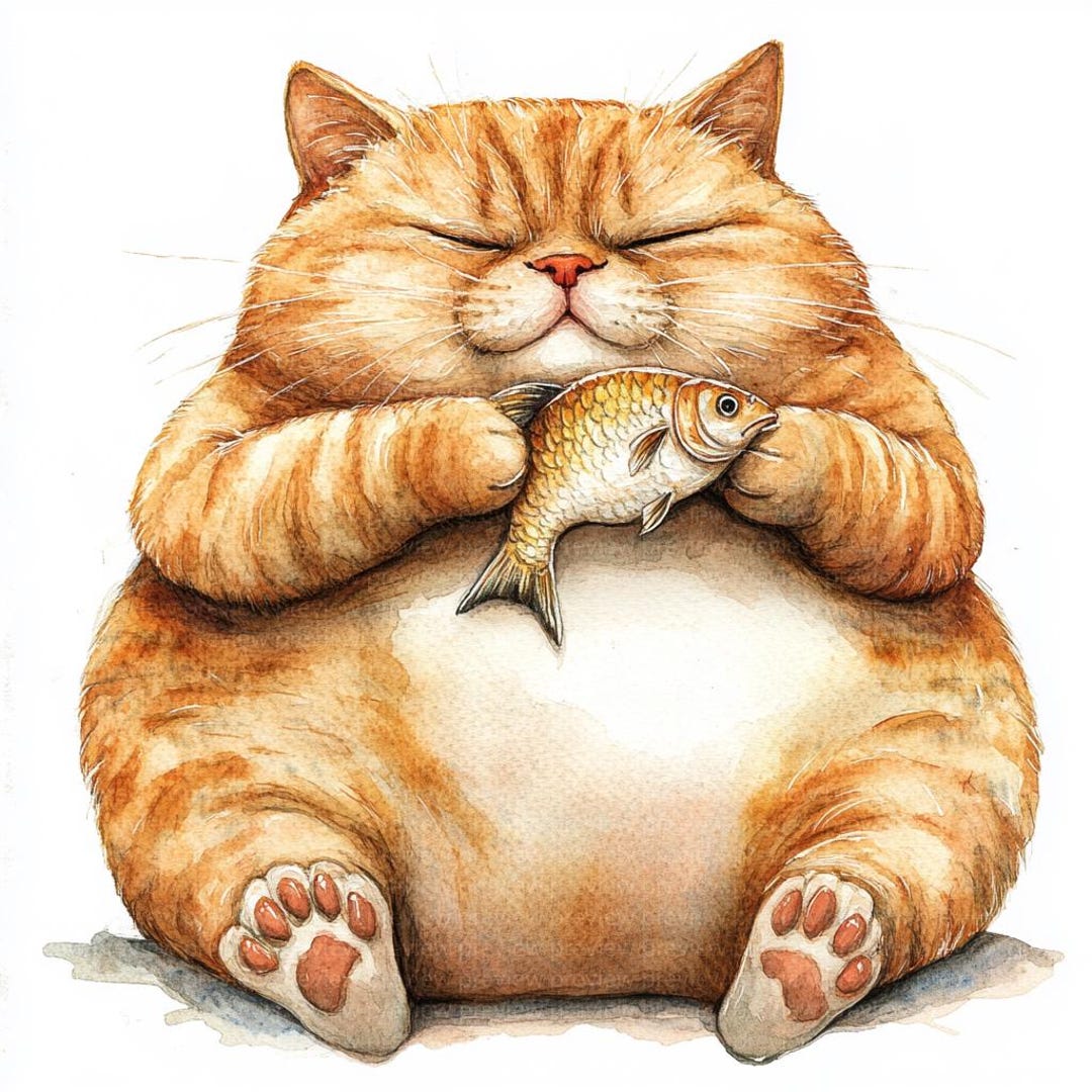 20 Fat Cats Clipart | Chubby Cat Watercolor Clipart | High-quality Jpgs ...