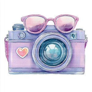 12 Kawaii Camera Clipart, Funny Camera, Cute Camera, Watercolor Camera ...
