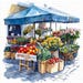Farmers Market Watercolor Clipart: Grocery Art (12 Jpgs, Digital ...