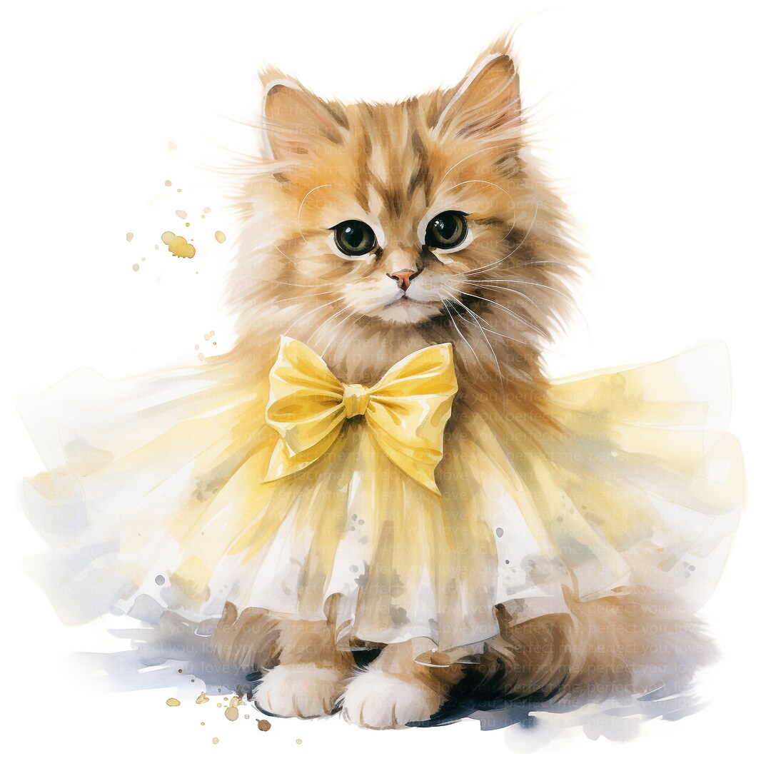 Cute Kitten Clipart in Tutu Dress | 12 High-res Jpgs for Digital ...