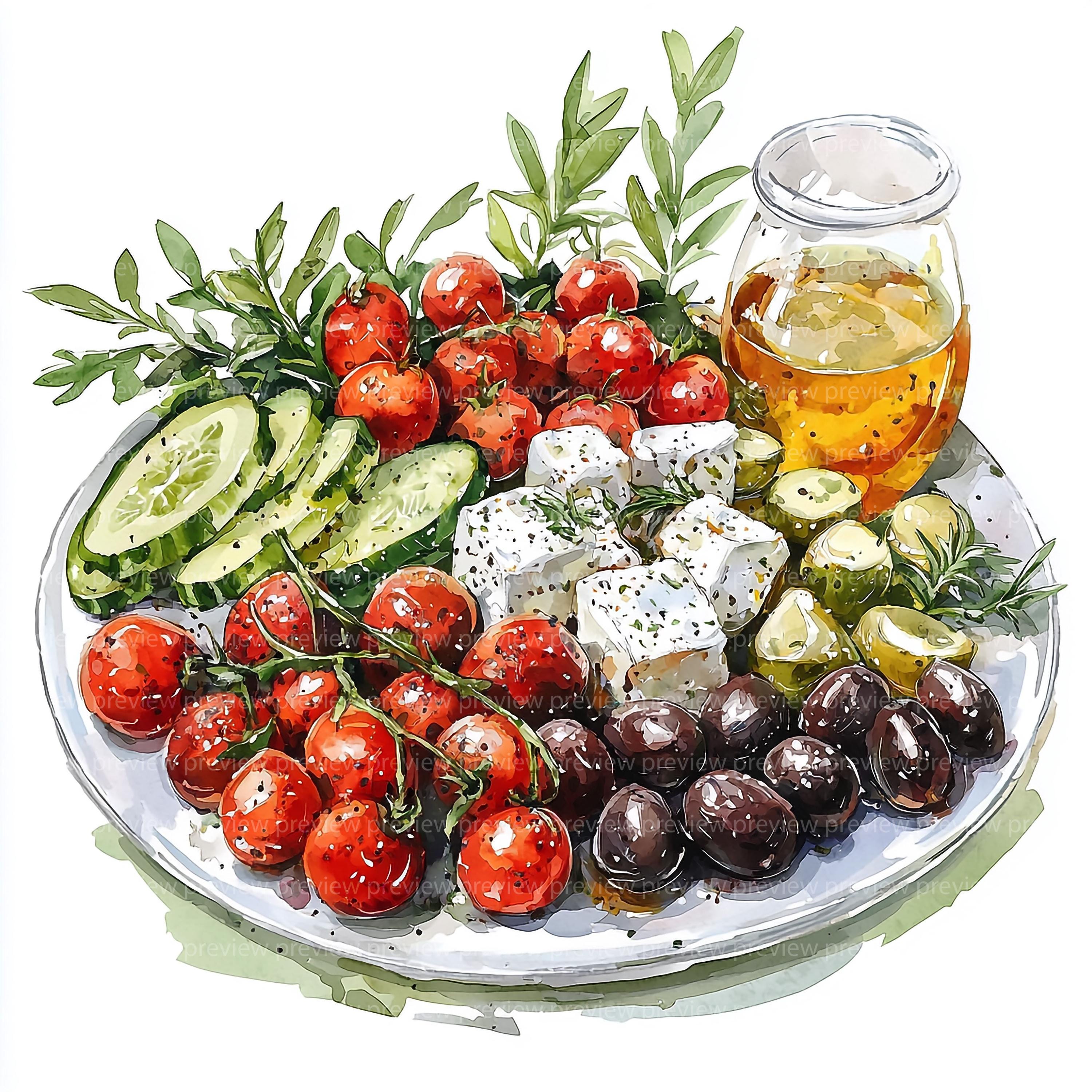 12 Watercolor Salad Clipart | Healthy Food Illustrations | Fresh ...
