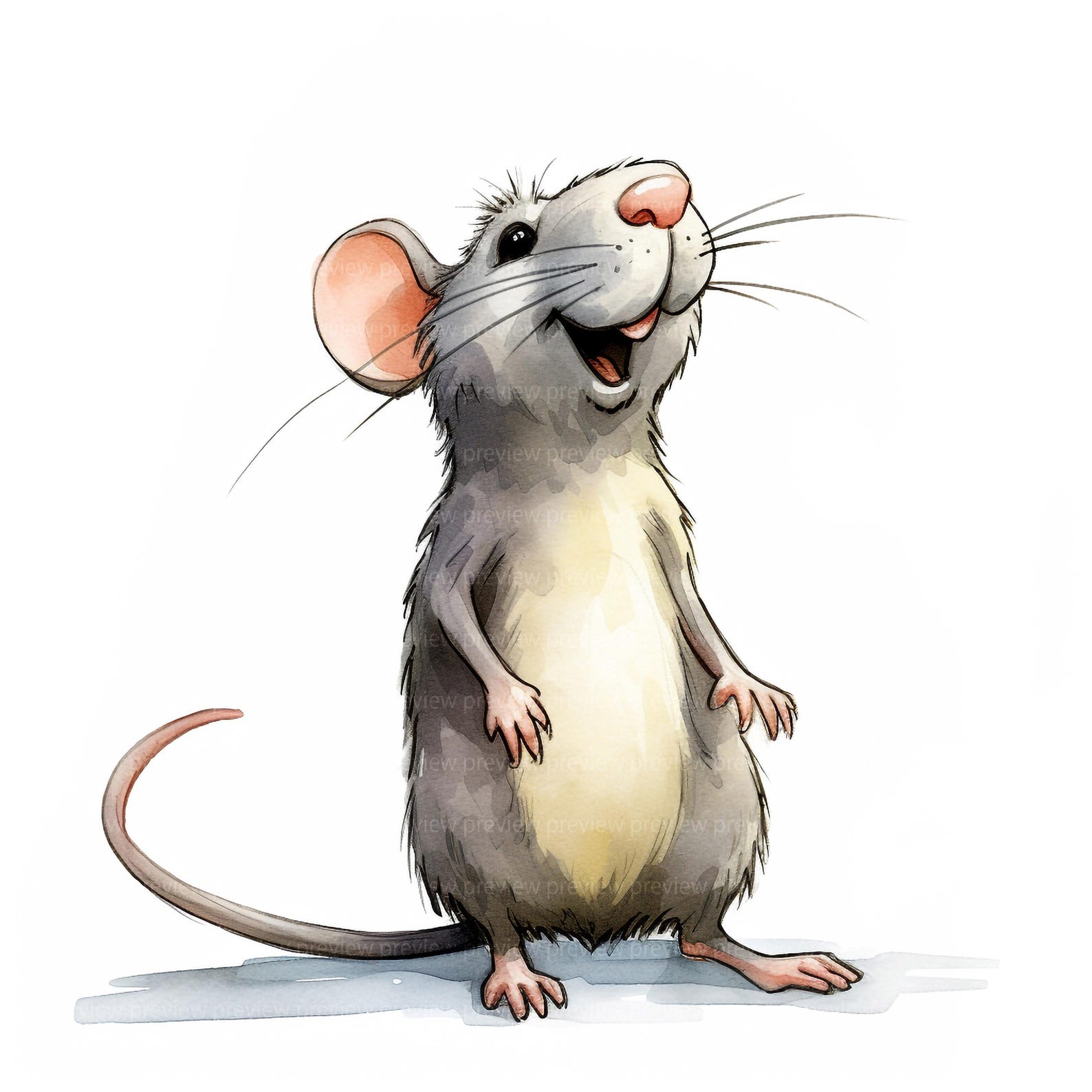 17 Funny Rat Clipart, Quirky Rat Clipart, Cute Rat Watercolor Clipart ...
