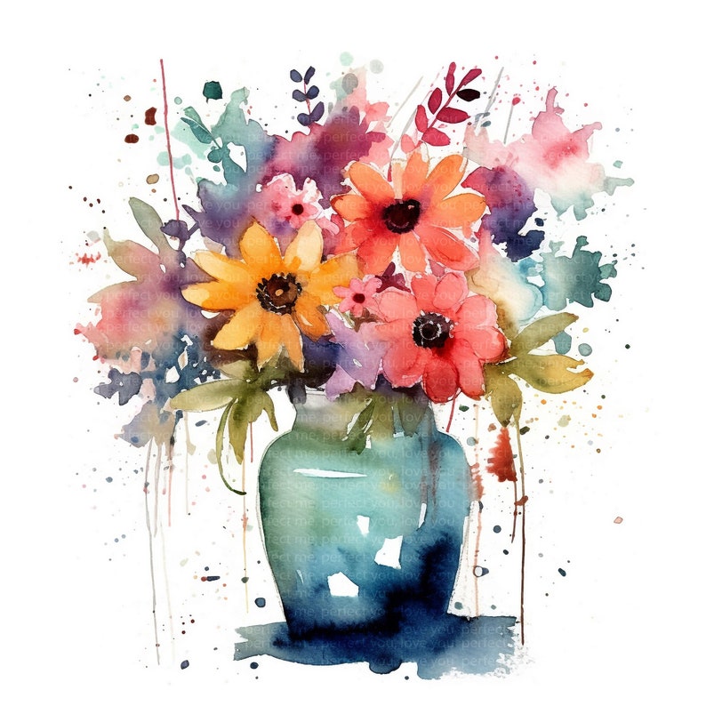 12 Flowers in Vase Clipart, Flowers Bouquet, Flowers Clipart, High ...