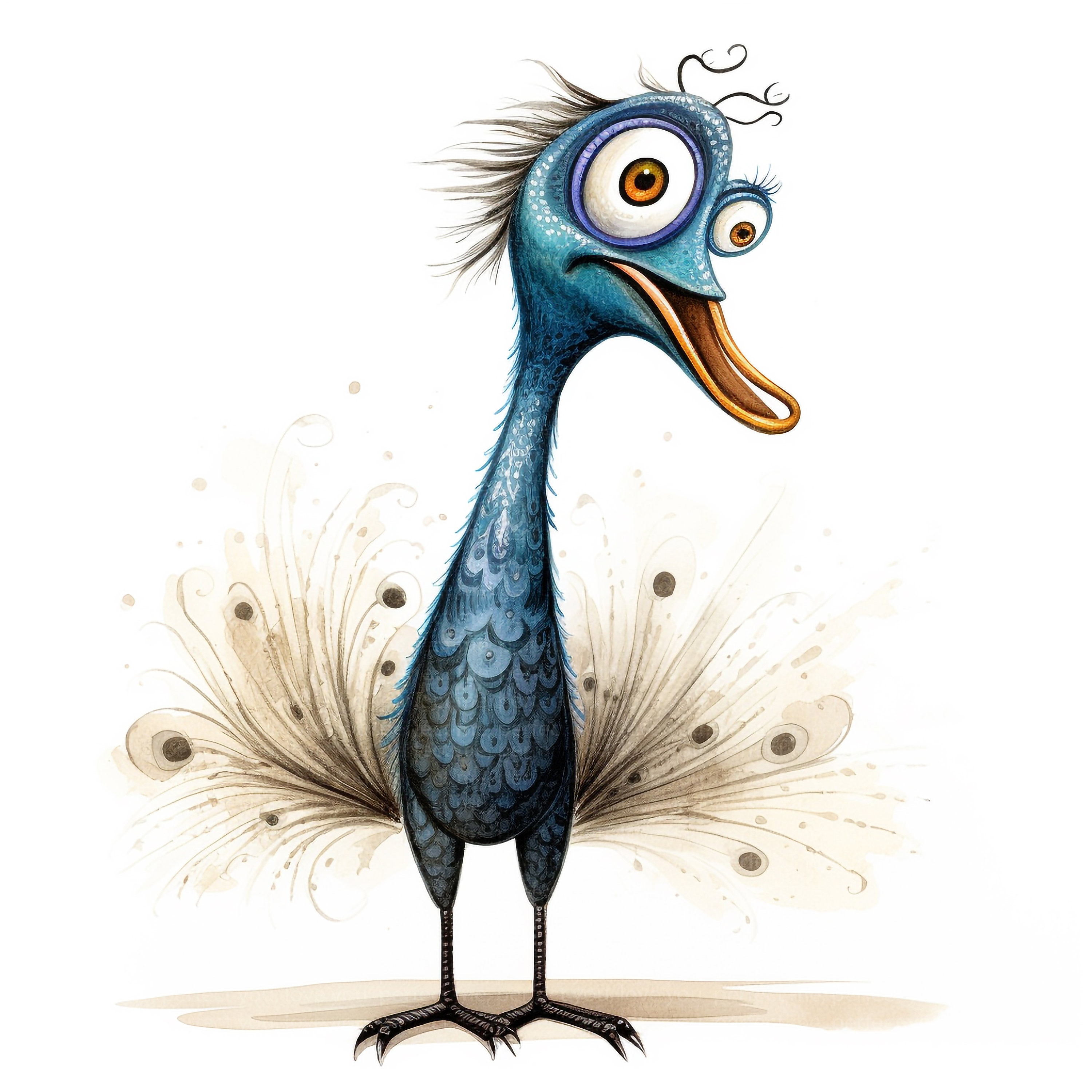 12 Cute and Funny Peacock Clipart, Quirky Peacock, Animal Clipart, High ...