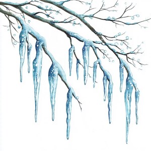 Watercolor Winter Icicles Clipart: Frozen Water Droplets (jpgs, Digital ...
