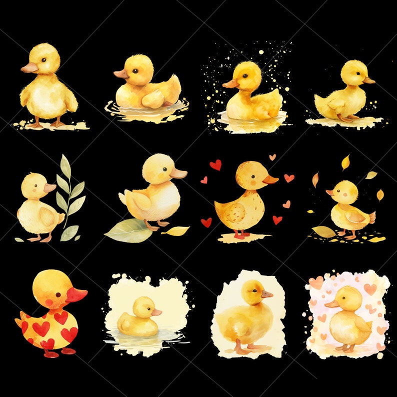 Cute Duck Watercolor Clipart Cute Duck Clipart Duck Bundle Clipart Cute ...