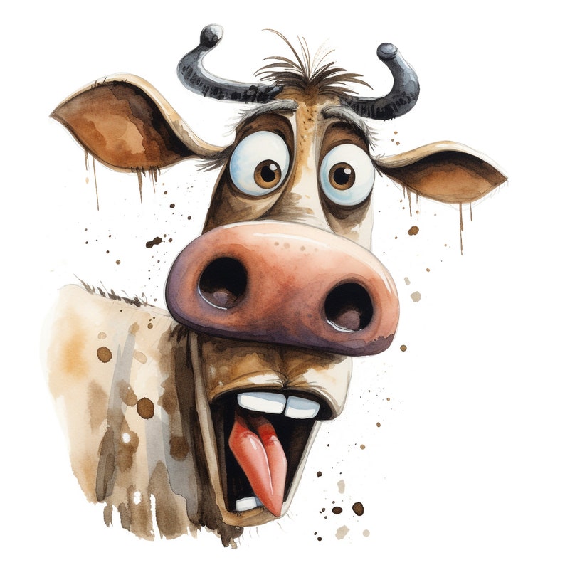 12 Cute and Funny Cow Clipart, Quirky Cow, Animal Clipart, Quirky ...