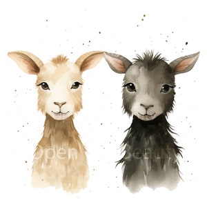 Goat Watercolor Clipart: Baby Goat (pngs, Digital Download, Commercial ...