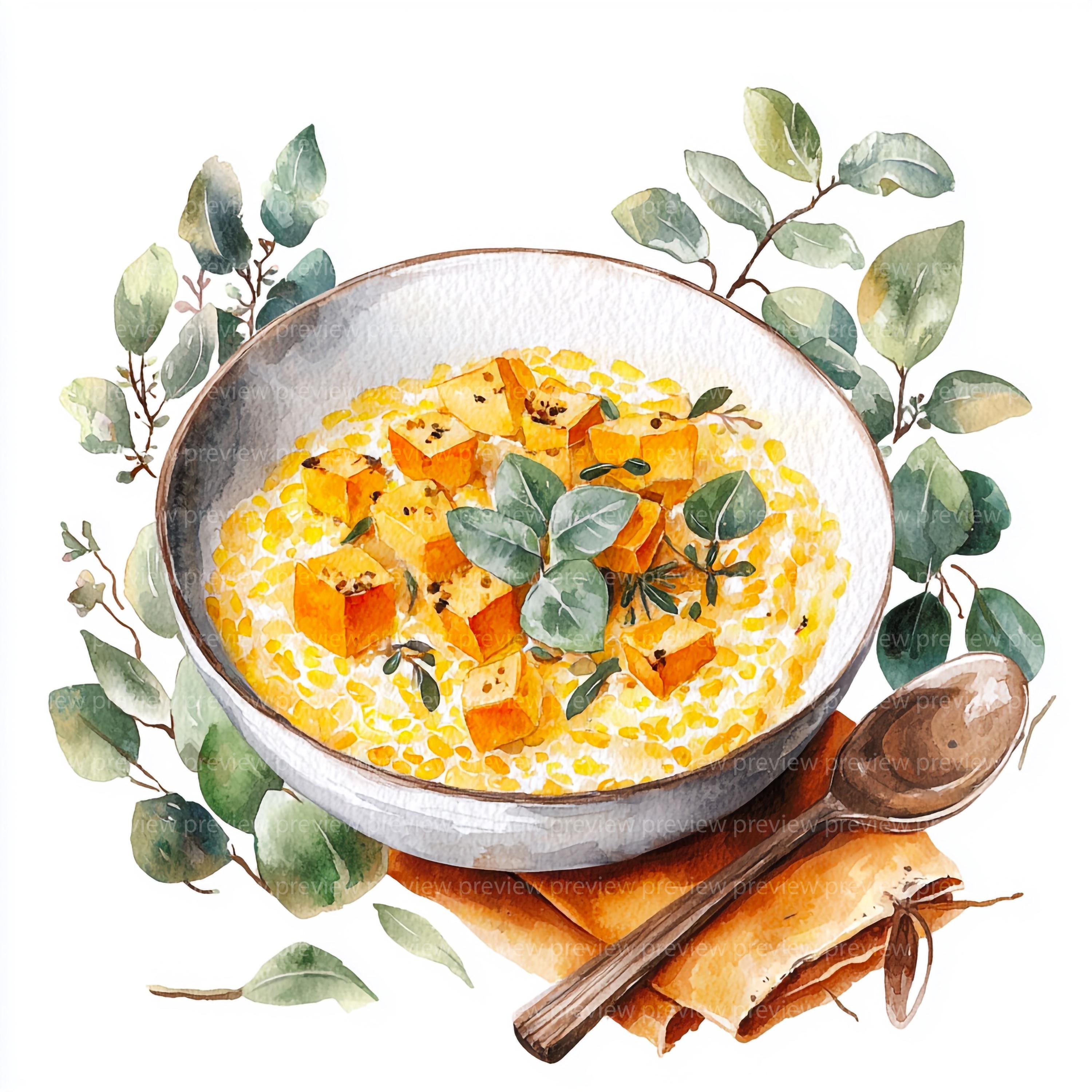 Autumn Food Watercolor Clipart: Fall Harvest Illustrations (12 Jpgs ...