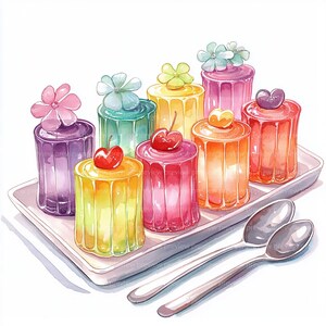 12 Kawaii Street Food Clipart, Kawaii Dessert, Cute Dessert Watercolor ...