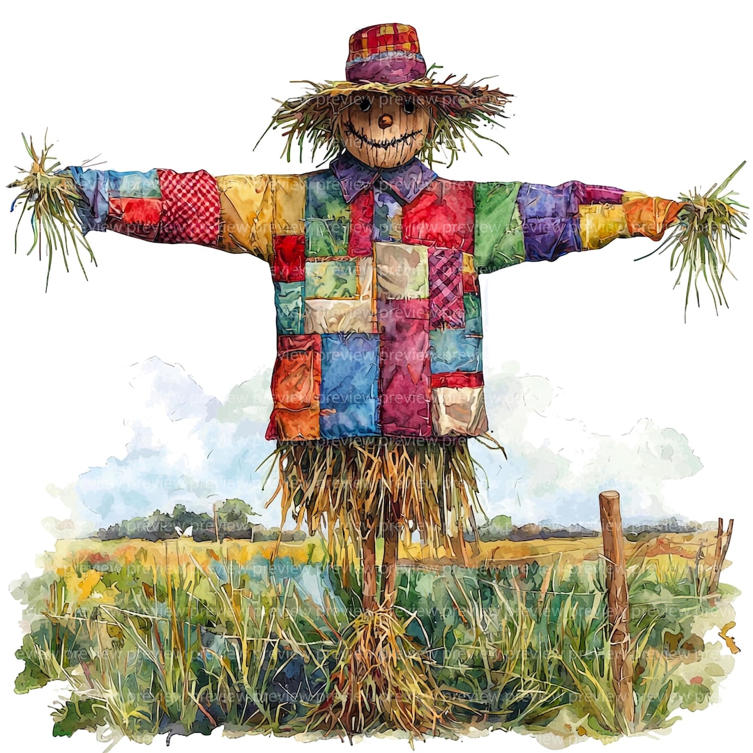 12 Autumn Scarecrow Clipart | Thanksgiving Watercolor Art | Fall ...